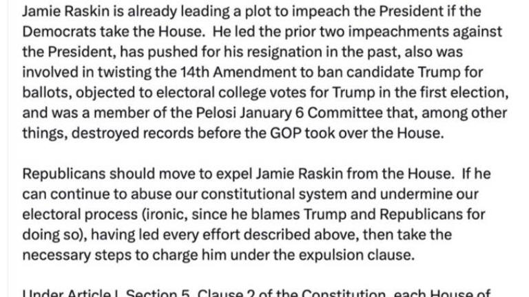 Trump demands expulsion of Jan. 6 committee member Jamie Raskin