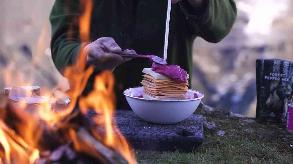 He made a tower from food - and named it the Pink Monster