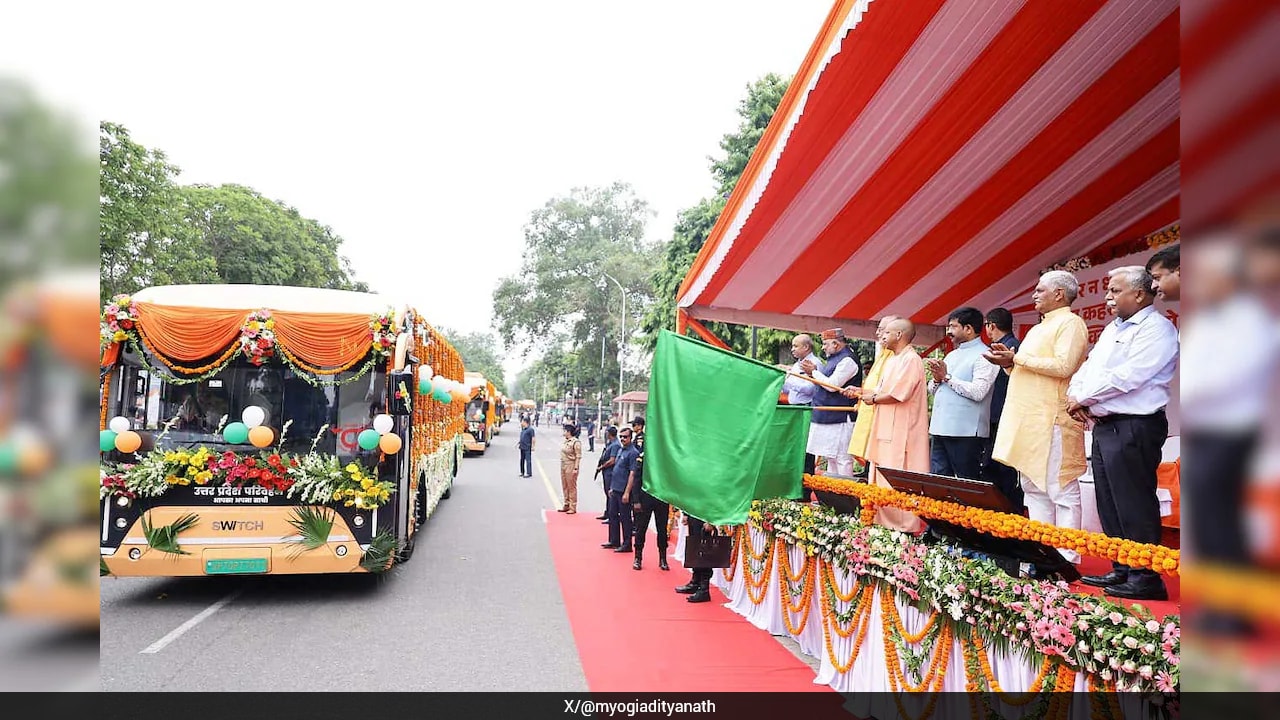 Yogi Adityanath flags off 45 electric buses in UP, inaugurates Noida depot