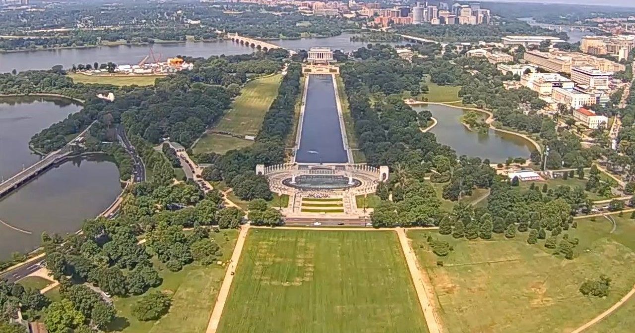Massive '8647' appears in grass on the National Mall, aerial images show
