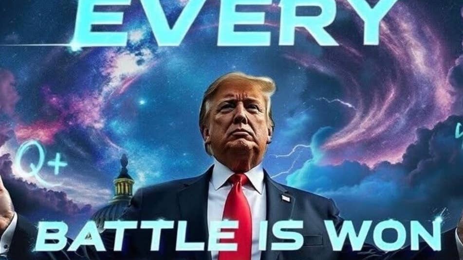 Trump appears to botch attempt to share QAnon-themed post