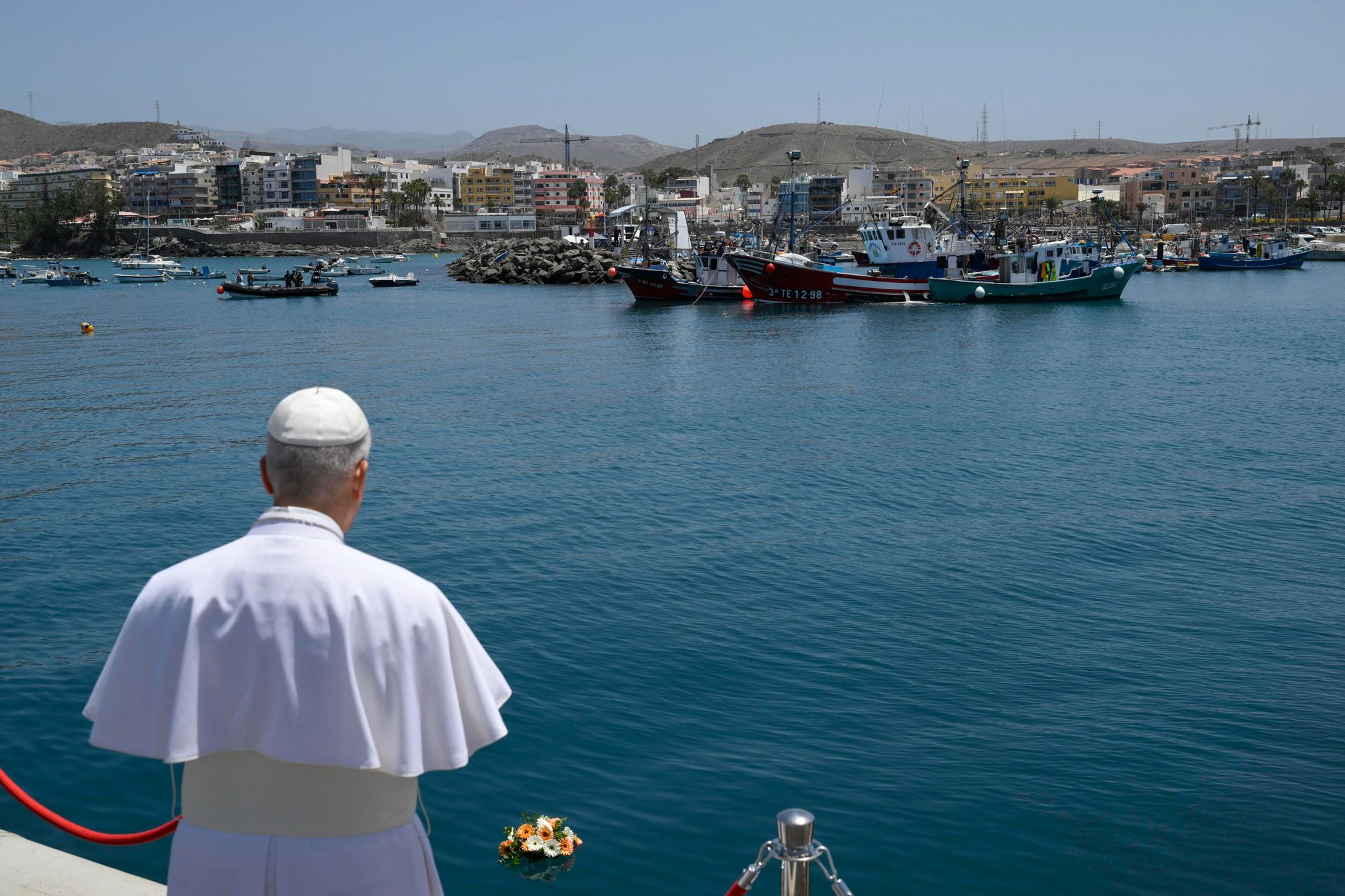 'Stop and repent,' pope urges human traffickers as he visits Tenerife