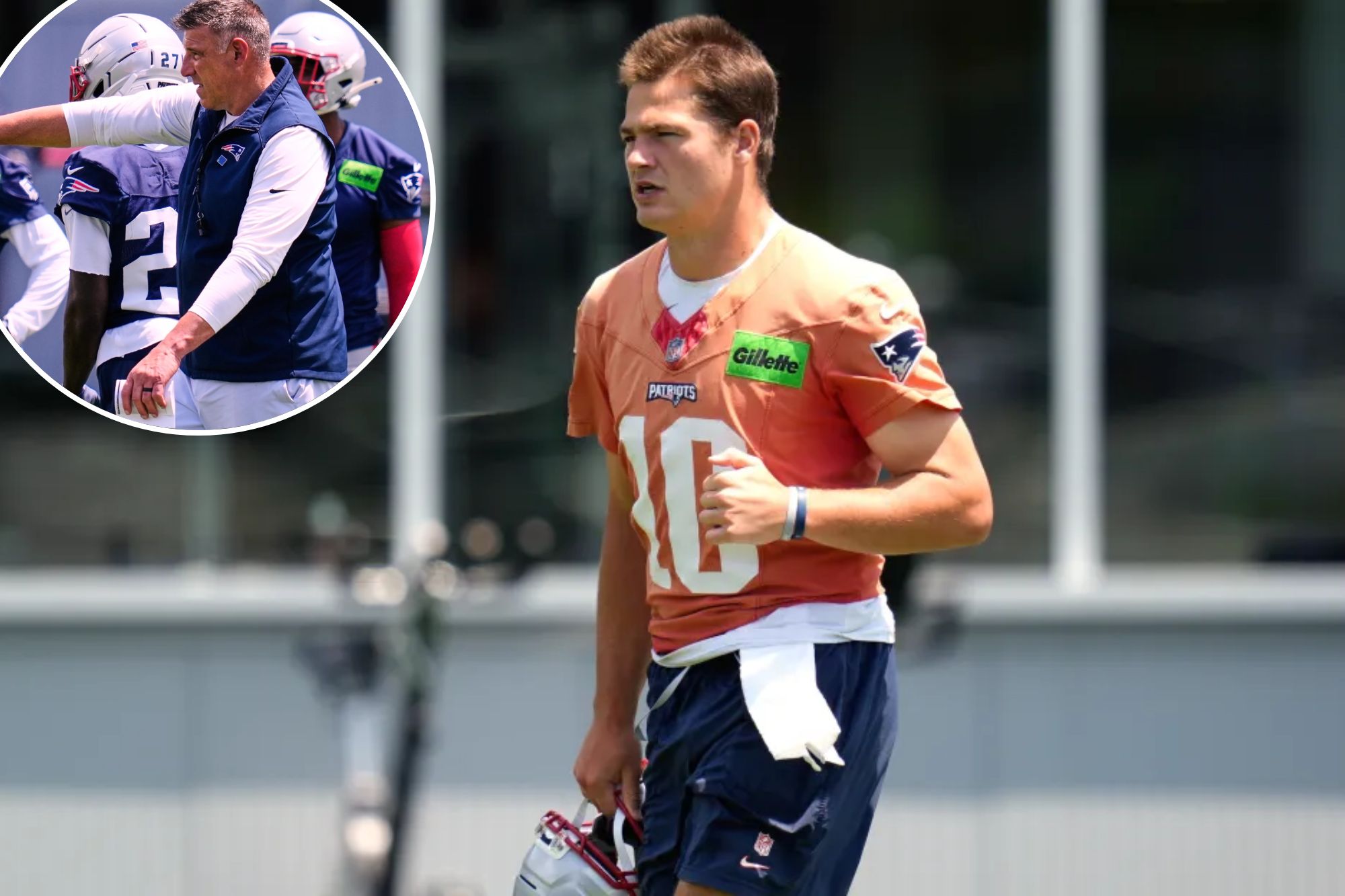 Patriots end practice early after scary Drake Maye collision