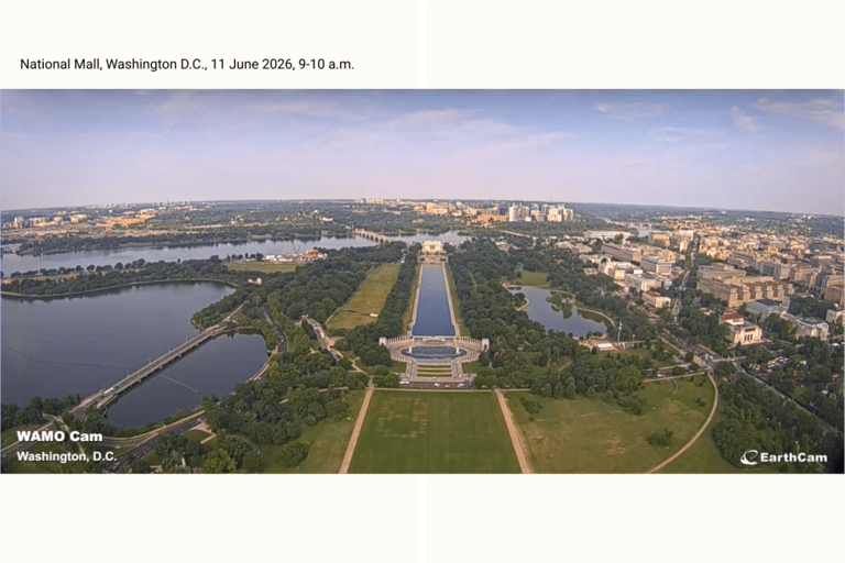 Live cam shows "8647" visible on National Mall hours before police arrive
