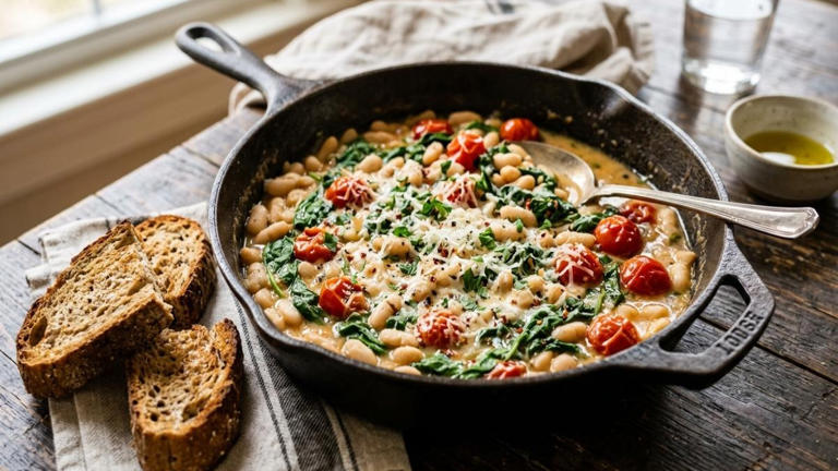 This Easy White Bean Skillet Is the Cozy Vegetarian Dinner Youll Keep ...