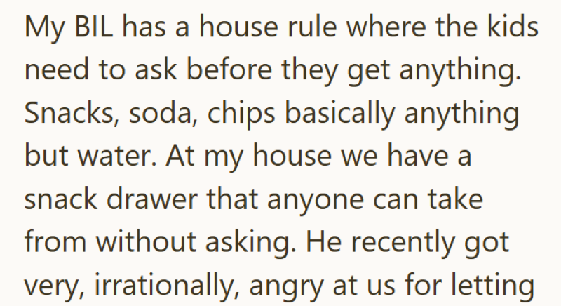 Sister-in-law allows kids to take snacks at her house, dad freaks out ...