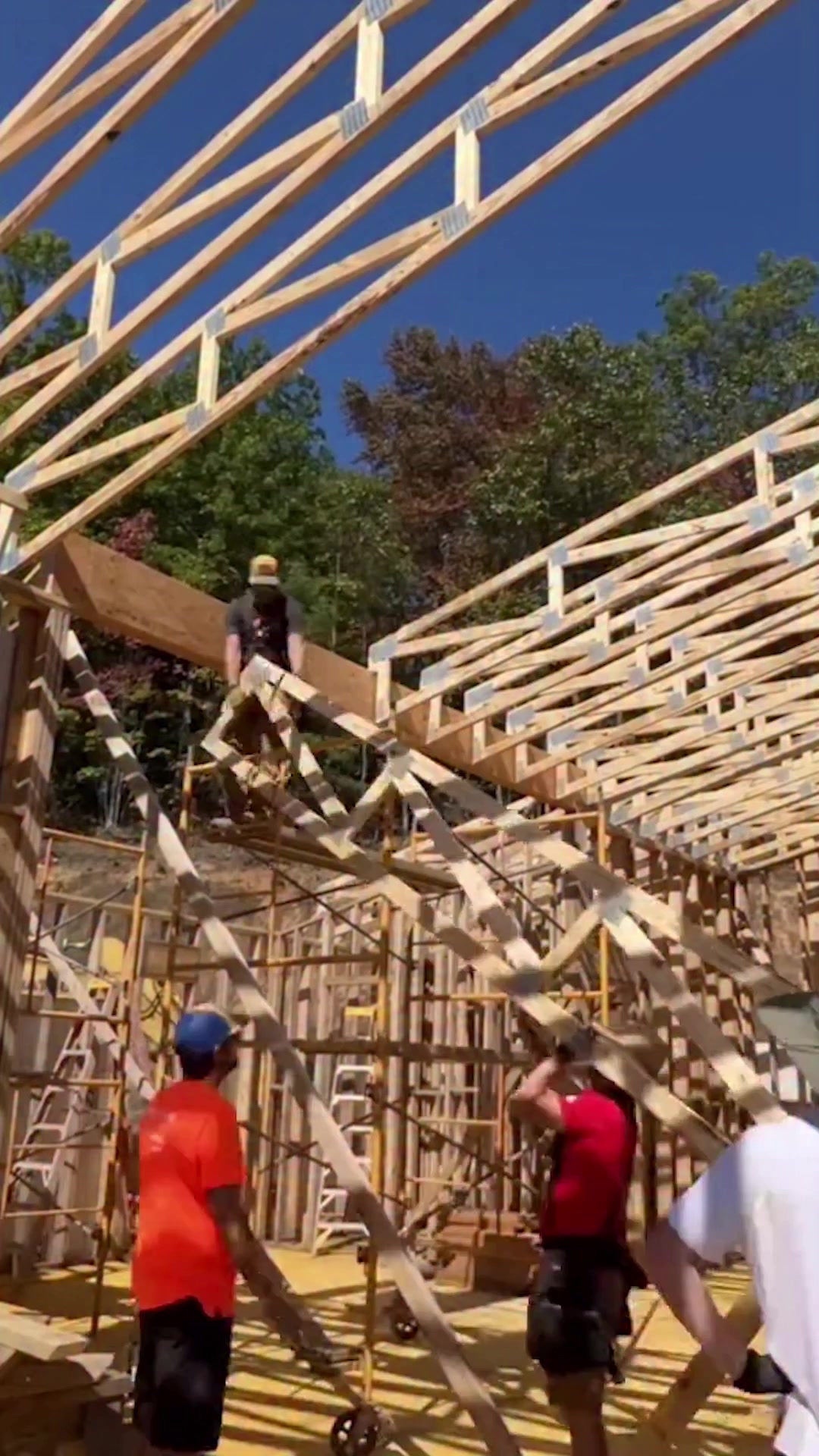 Roof construction on a mega sized modern home