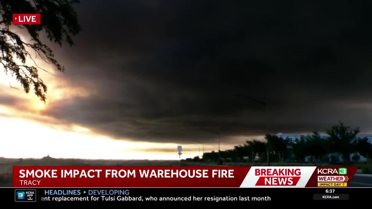 Tracy medical warehouse fire raises air quality concerns as smoke billows