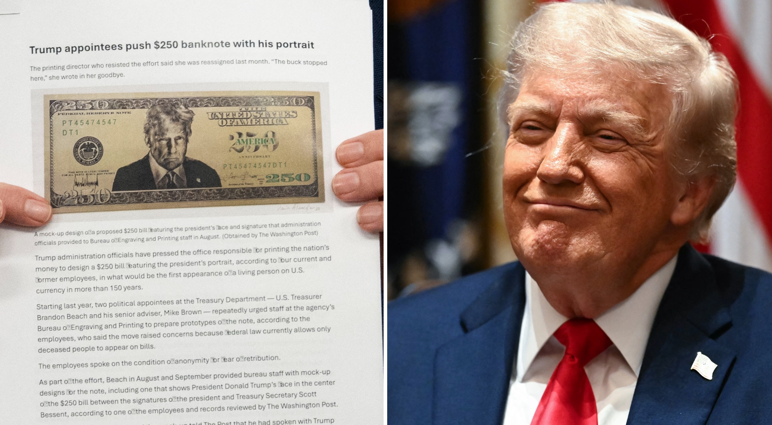 He absolutely loved it: President Trump may soon have his face on $250 ...