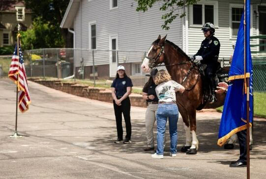 Madison Police celebrates mounted patrol horse Buckets earning badge