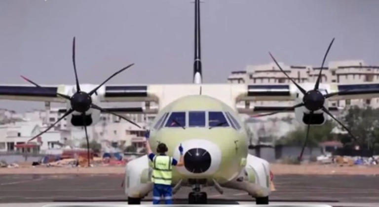 India flies its first home-assembled C-295 military transport plane ...