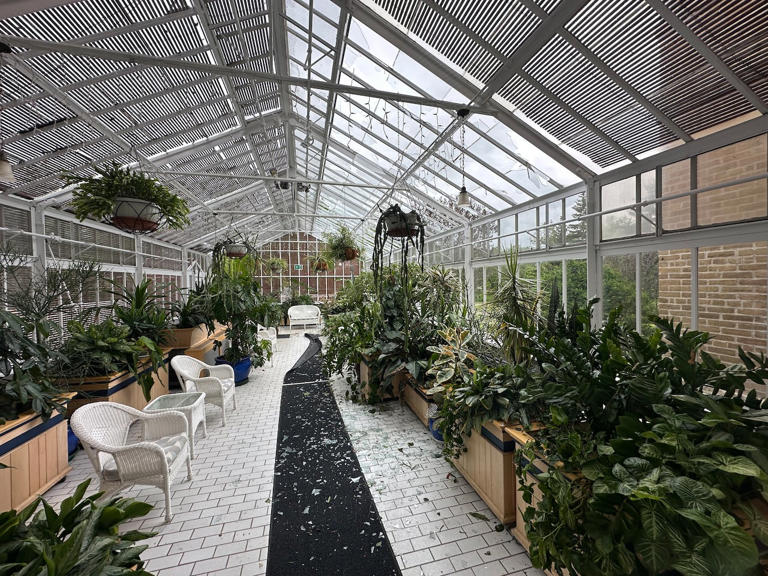 A 'beautiful space' shattered: Hail storm damages conservatory roof at ...