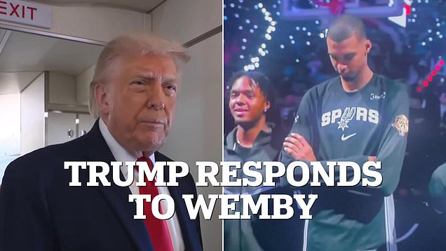 Trump addresses Wembanyama crossing his arms during anthem