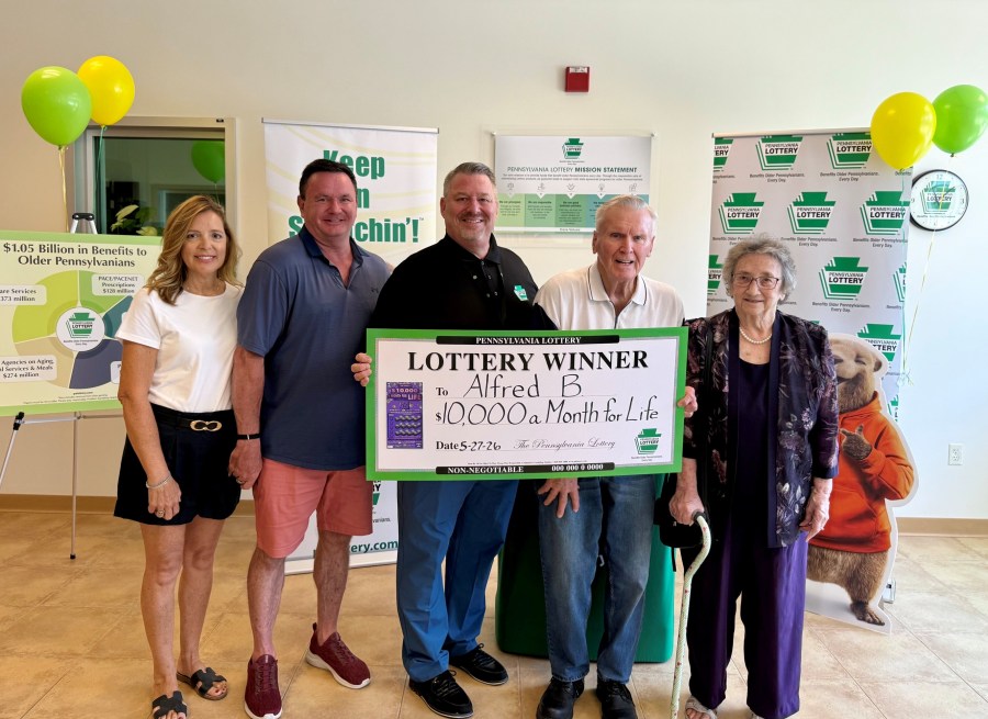 87-year-old Pennsylvania man wins $10,000 a month for life lottery ticket