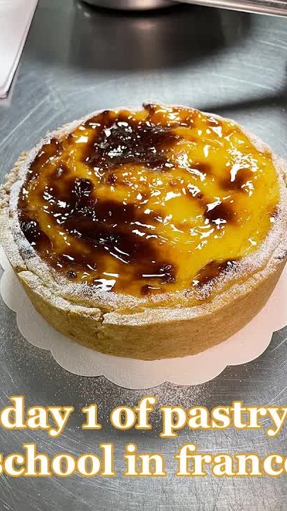 Baking French flan on day 1 of pastry school in France!