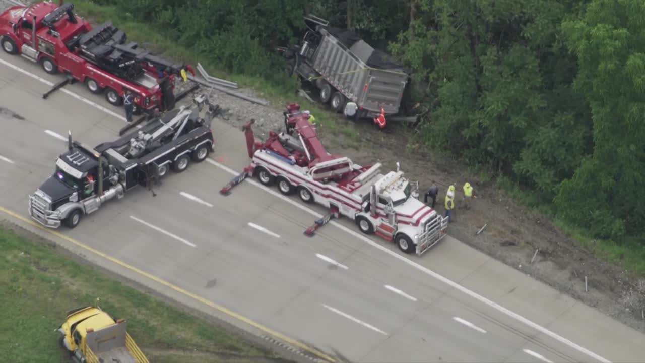 Crash involving PennDOT vehicle, truck sends 1 to hospital, closes 119