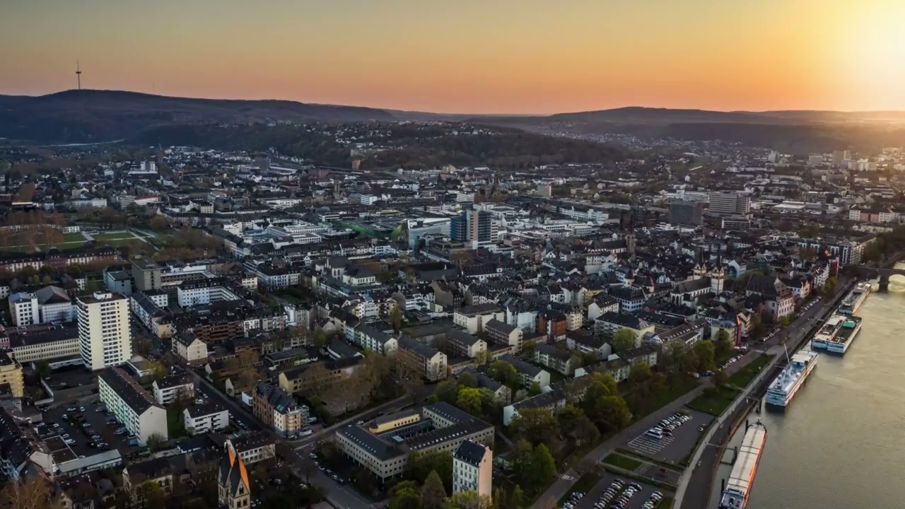 Koblenz, Germany: Drone soars over river confluence