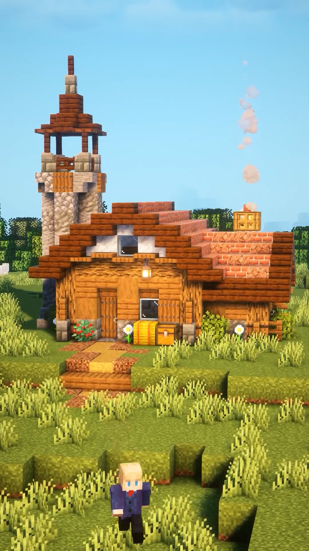 Compact survival house idea with farm charm and lookout space