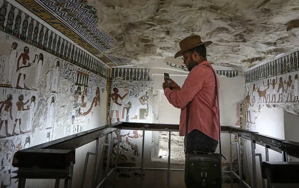 Egypt unveils sarcophagus and hidden temple in major finds