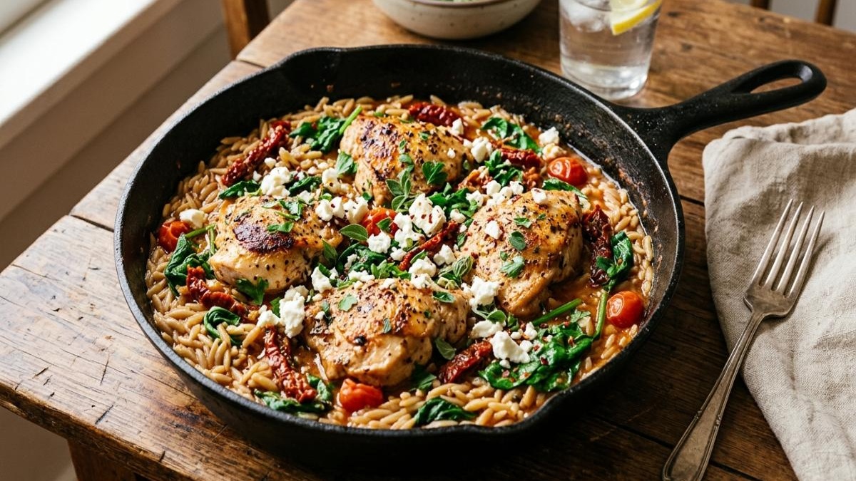 This One-Pan Chicken Orzo With Spinach and Sun-Dried Tomatoes Is the ...