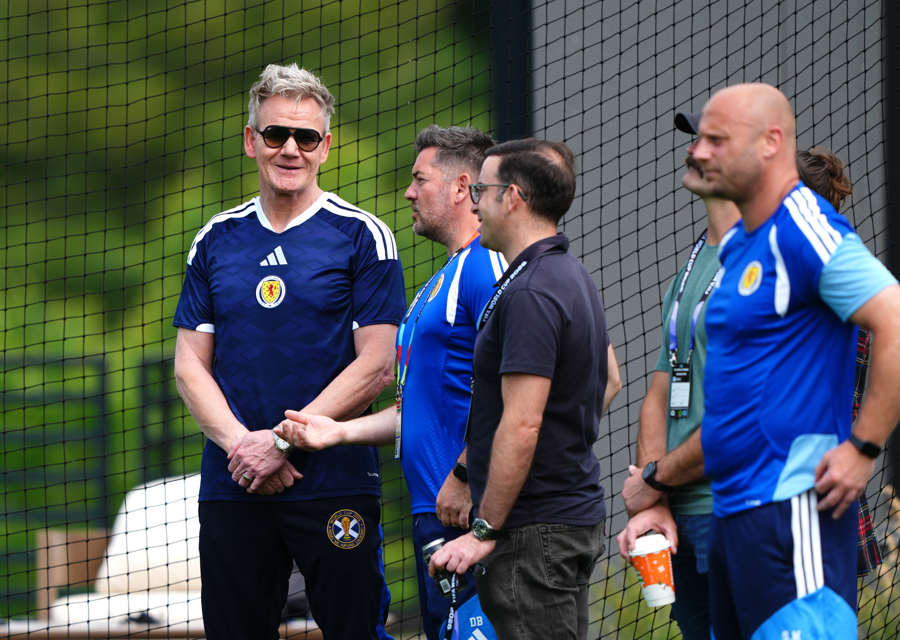 Celebrity chef Gordon Ramsay takes in Scotland World Cup training and ...