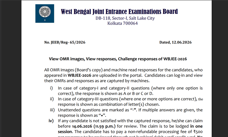 WBJEE answer key 2026 released at wbjeeb.nic.in: Direct link to raise ...