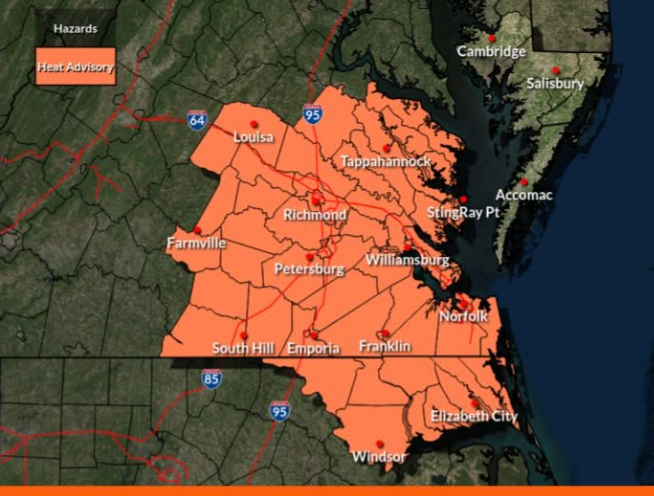 Heat advisory hits Petersburg, central VA as storms threaten Friday