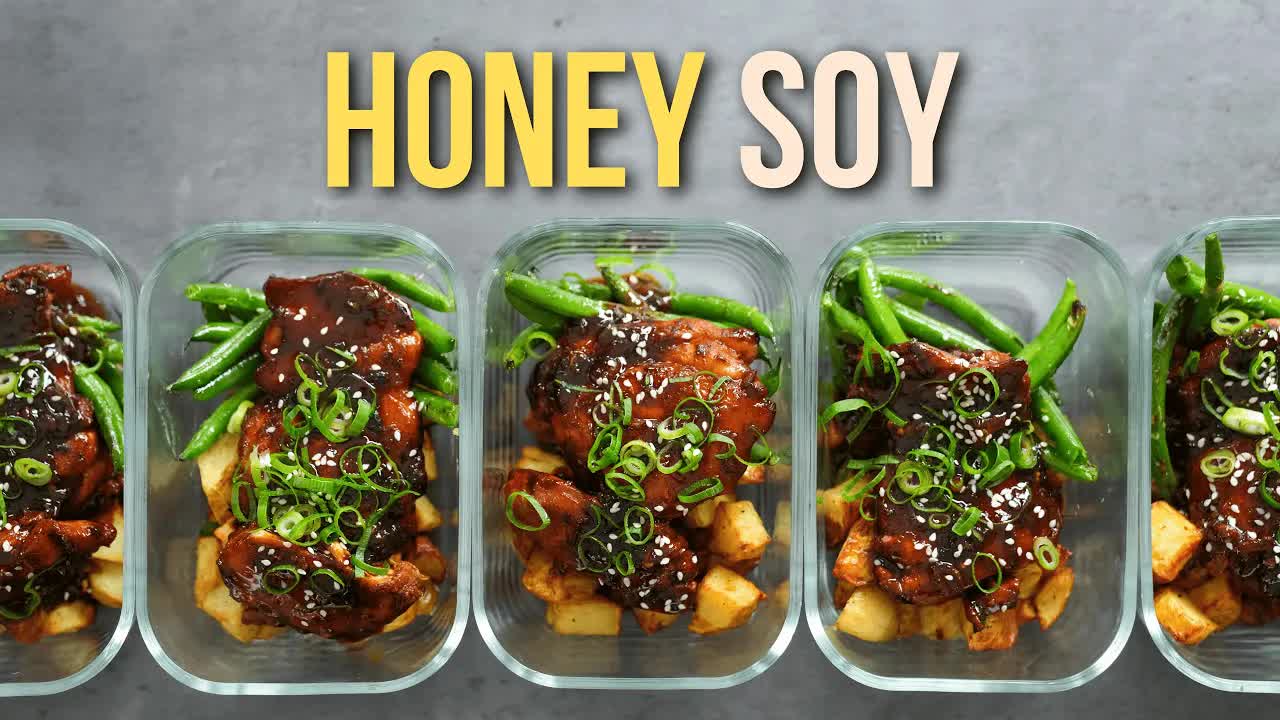 High protein honey soy chicken meal prep