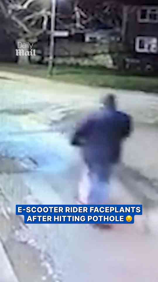 E-scooter rider crashes after hitting dangerous pothole