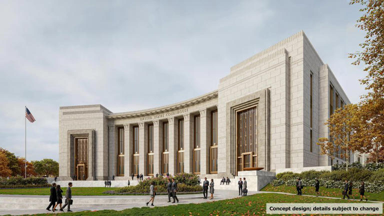 Tear your eyes away from the ballroom. This courthouse is the real face ...