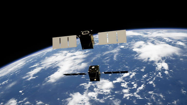 A GPS receiver finds you by timing signals from at least four ...