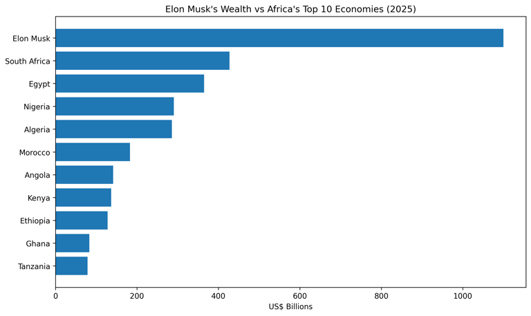 How Africa's top 3 economies compare to Elon Musk's $1.1 trillion wealth