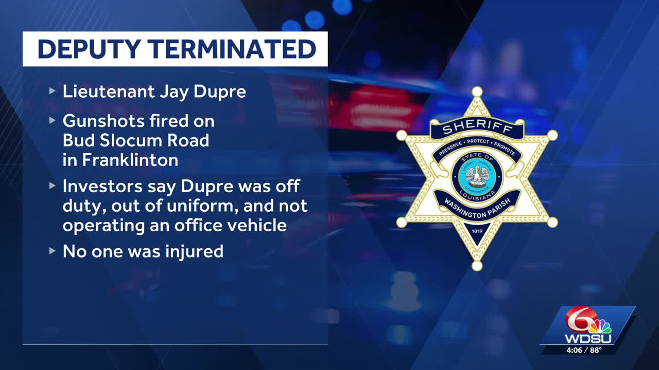WPSO lieutenant allegedly involved in Franklinton shooting terminated