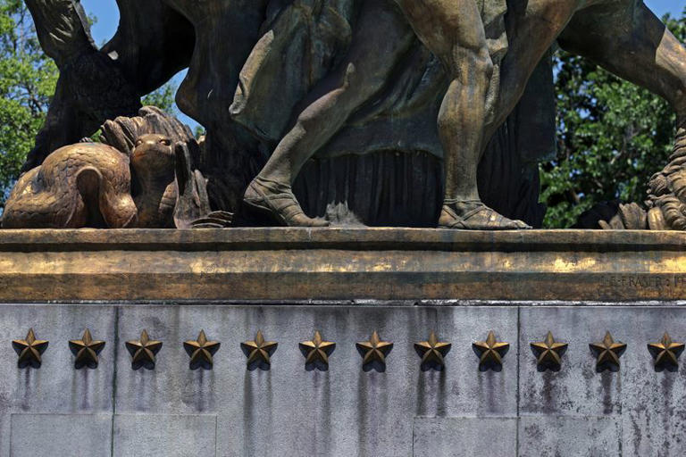 Trump covers DC statues in gold as outraged Americans struggle to ...
