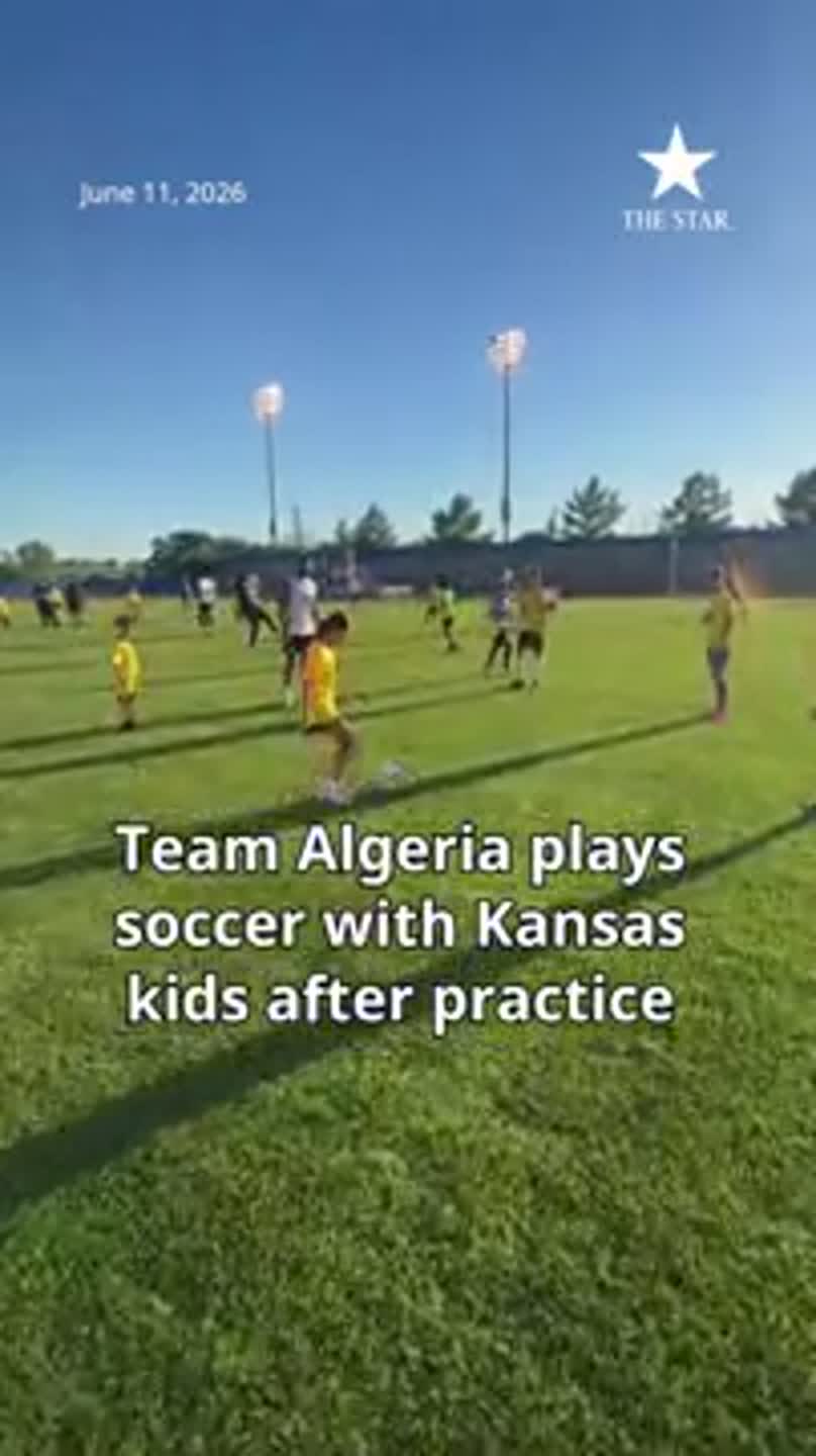 Team Algeria plays soccer with Kansas kids after practice