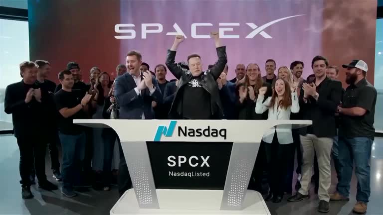 Wall Street ends higher as SpaceX's market debut dominates