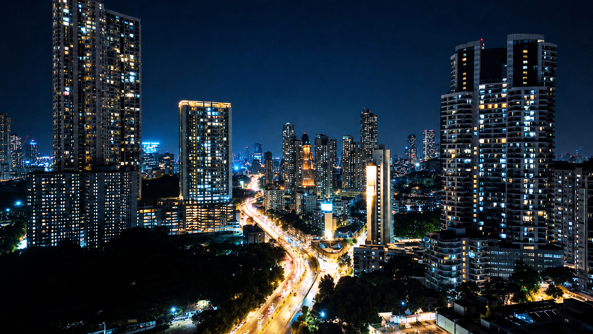 Mumbai Skyline Shows India Modern Financial Capital