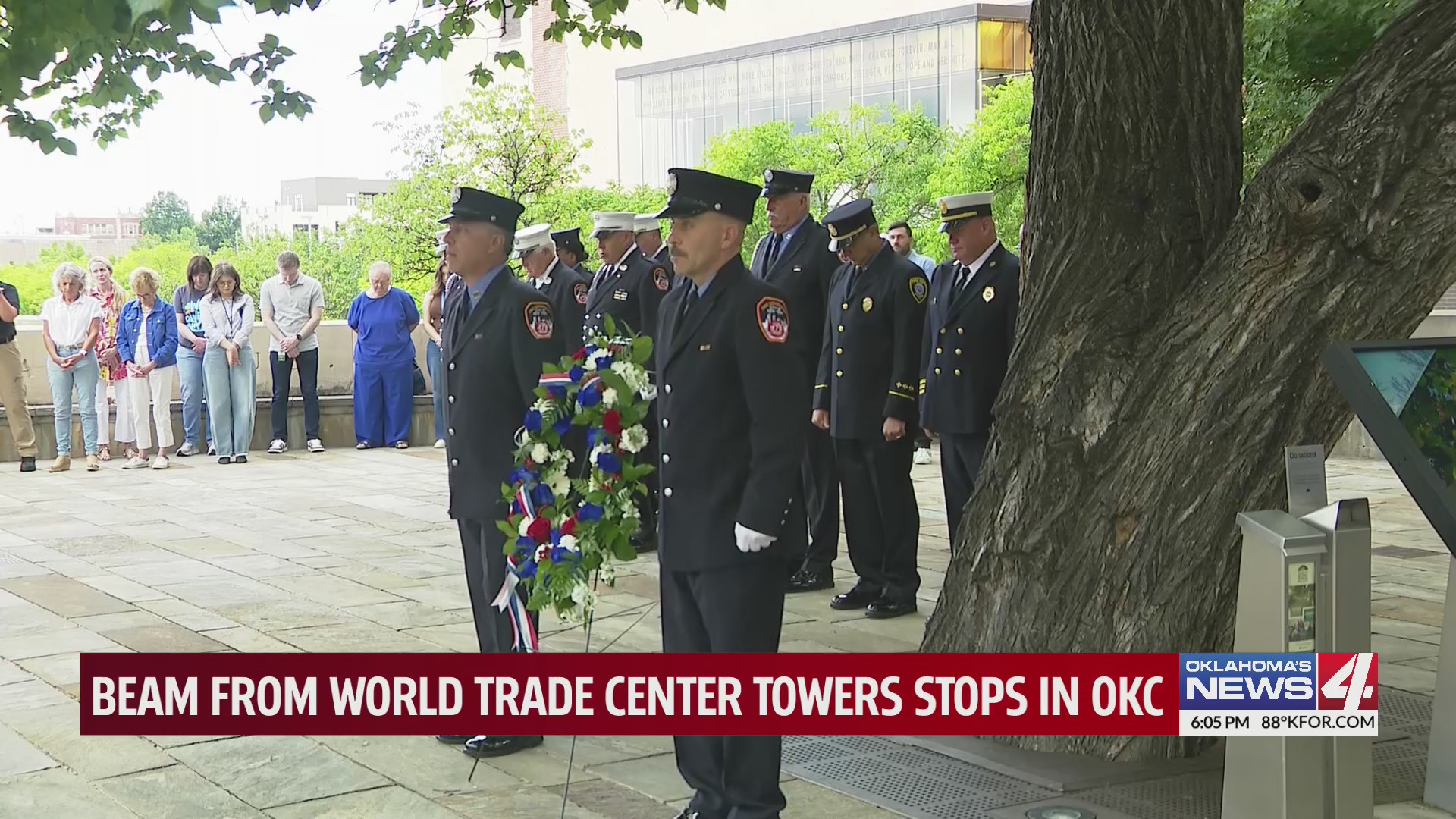 Beam from World Trade Center towers stops in OKC
