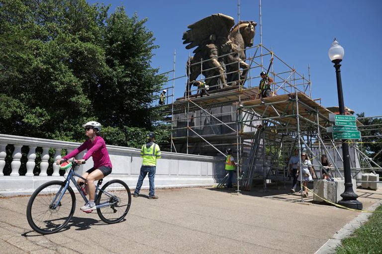 Trump covers DC statues in gold as outraged Americans struggle to ...