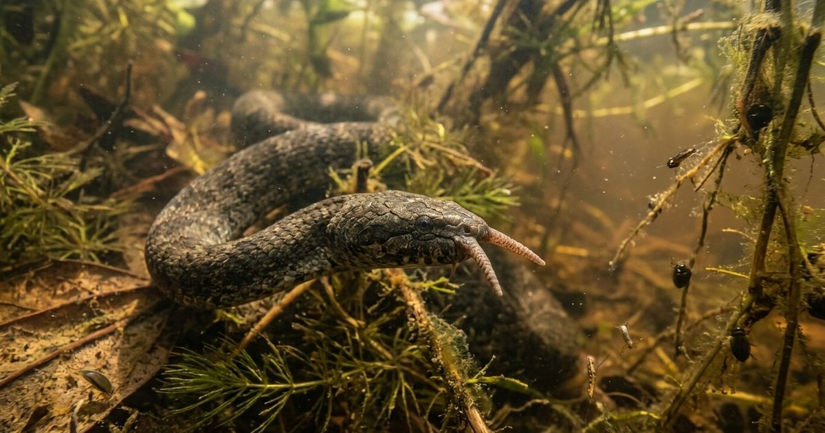 A cobra-tentáculo exibe uma das estratégias de caça a peixes mais ...