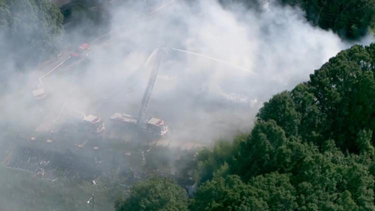 Fire crews in DeKalb County battle fire on Candler Road