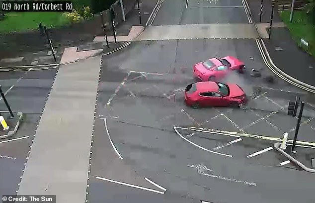 Moment Britain's only pink £120,000 Ferrari is sent flying after being ...