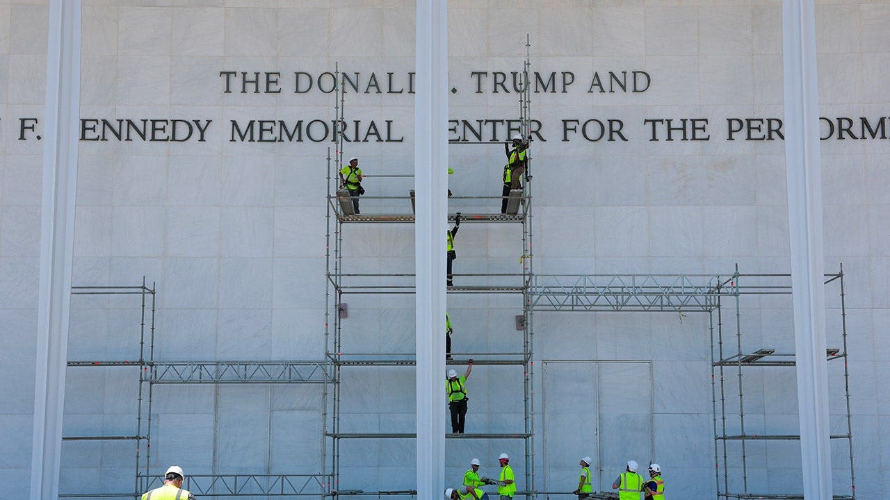 Workers rip Trump name from Kennedy Center facade months after it goes ...