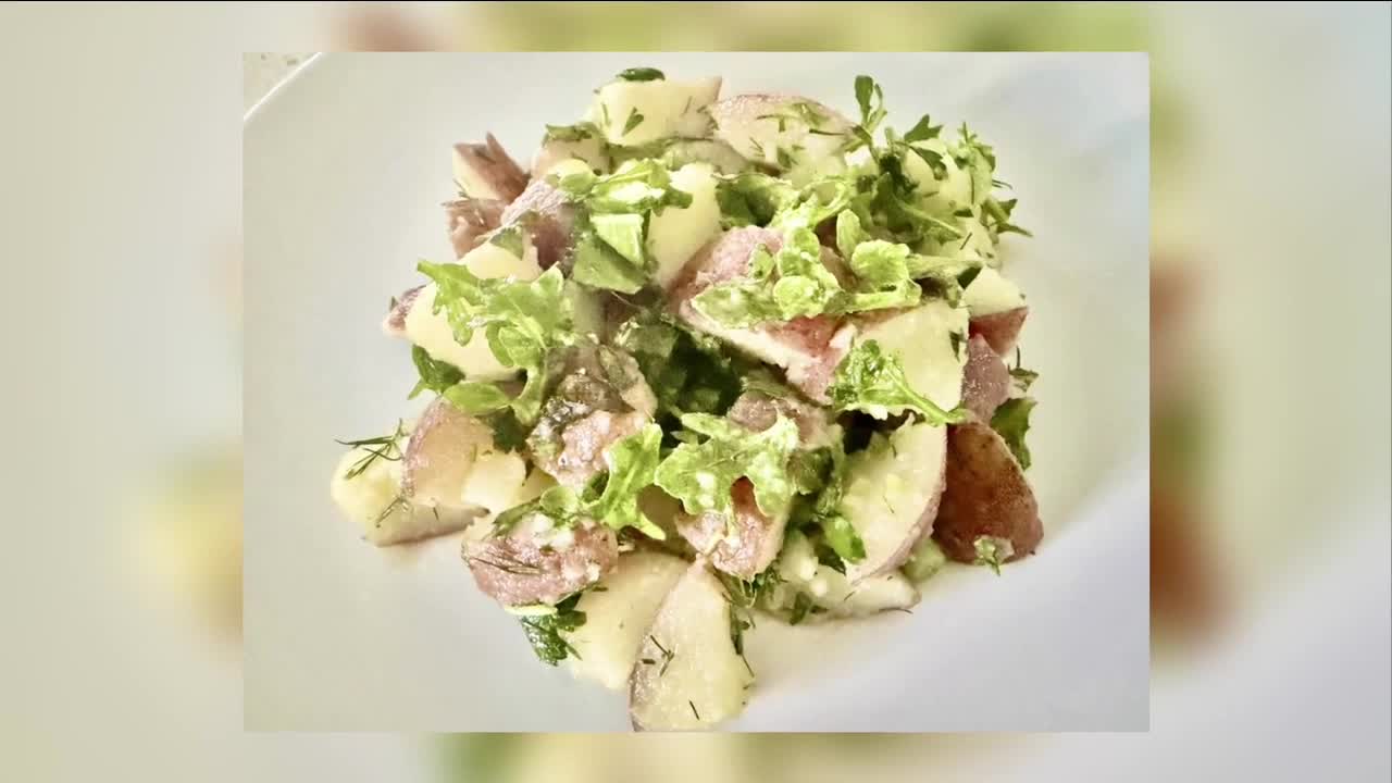 Garden potato salad by the Vineyard Mom