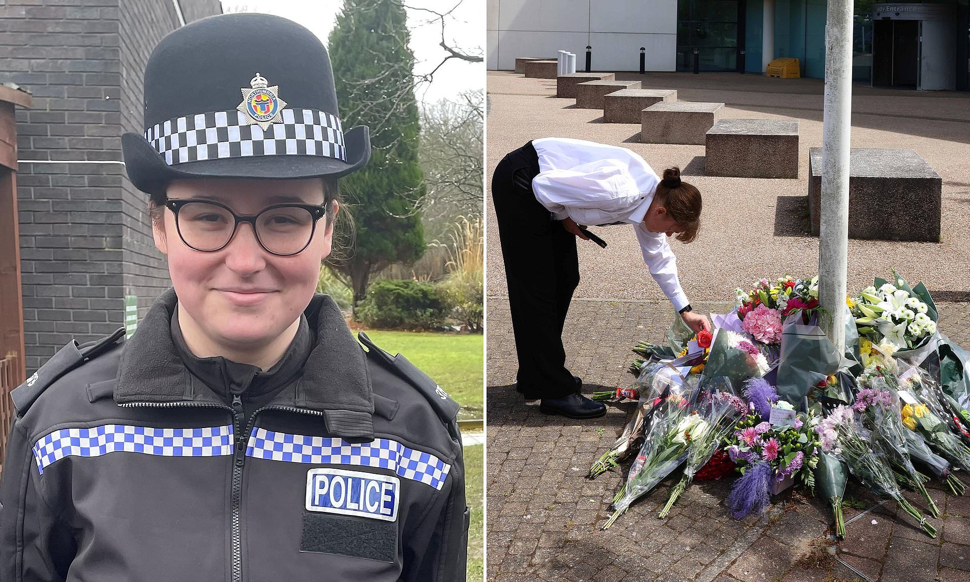 Floral tributes are left for police officer, 19, killed after being ...