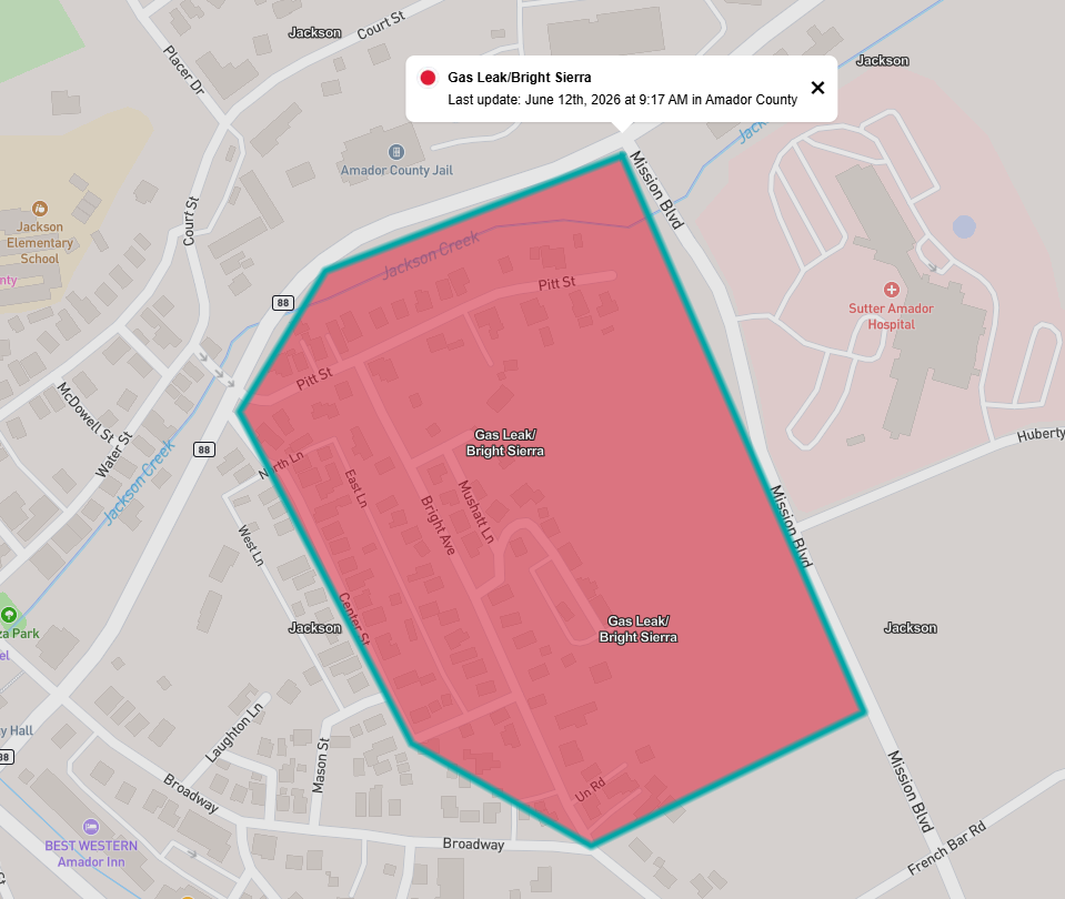 Amador County gas leak caused by construction leads to evacuations