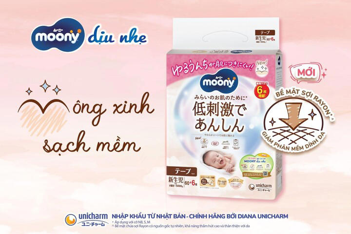 Moony dịu nhẹ: Trọn bộ tã cao cấp nâng niu làn da bé từ những ngày đầu đời