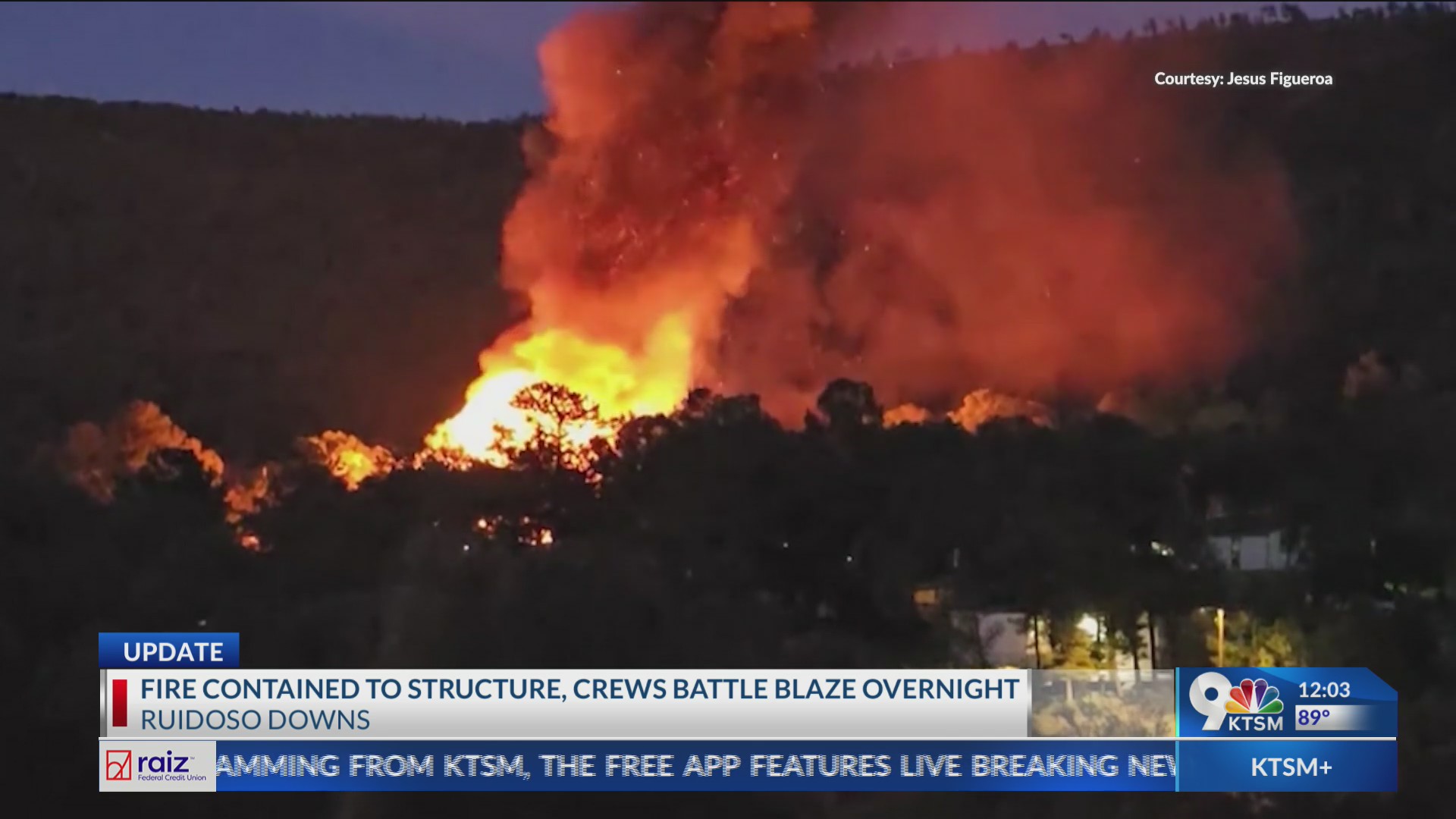 1 person hurt after large house fire in Ruidoso Downs