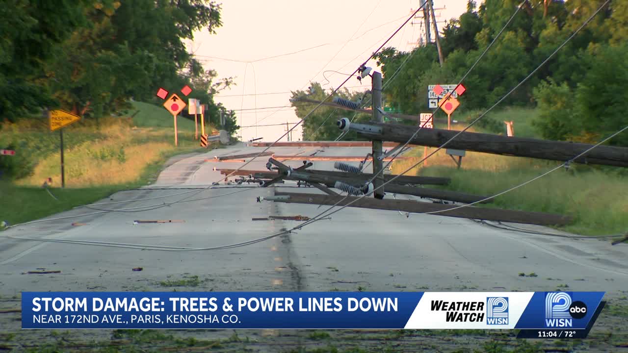 Storms, winds brought down 60 power poles in Kenosha county.