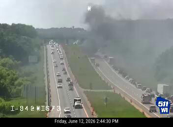 No injuries after car fire on I-94 WB near Deerfield